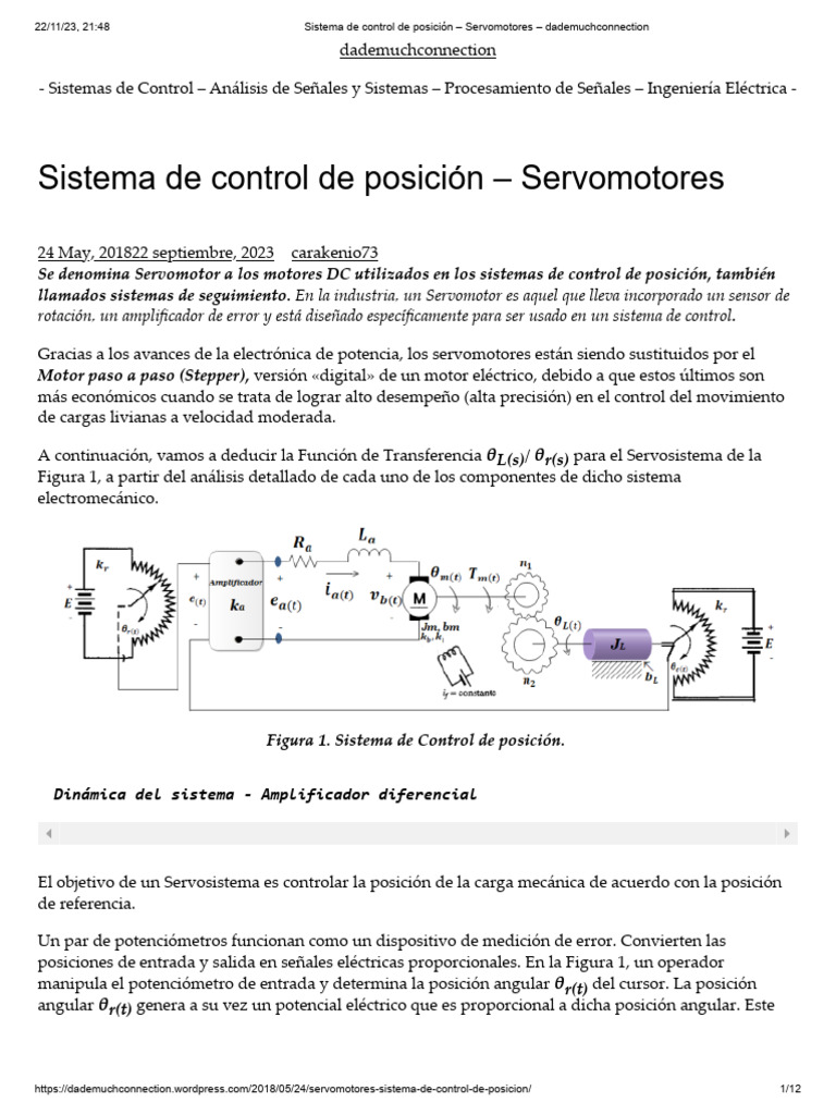 Sistema de Control de Posición - Servomotores - Dademuchconnection ...