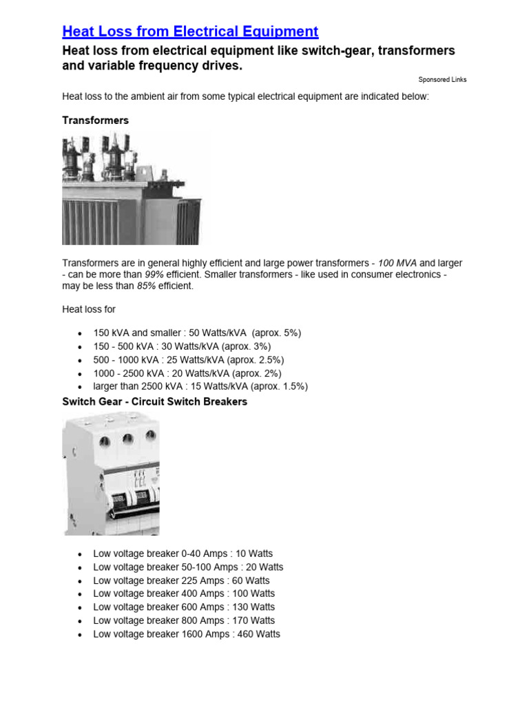 Heat Loss From Electrical Equipment | PDF | Science & Mathematics ...
