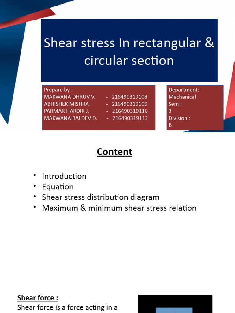 Shear Stress in Rectangular & Circular Section | PDF | Bending | Stress ...