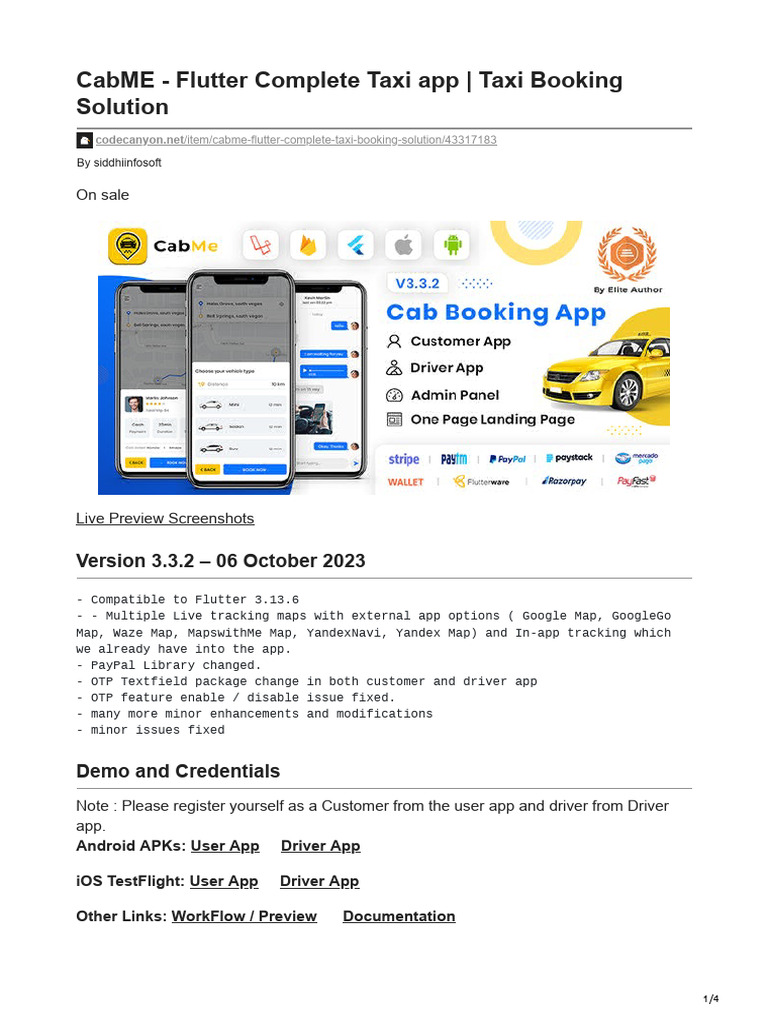 CabME - Flutter Complete Taxi App Taxi Booking Solution | PDF | Mobile ...