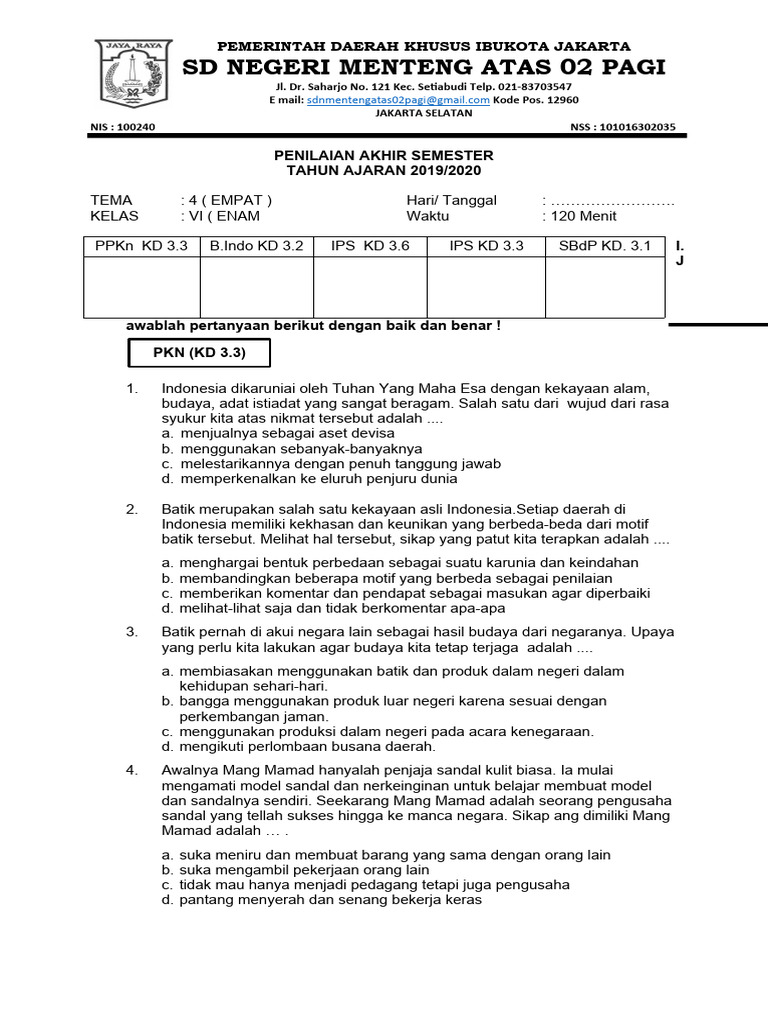 Pas Tema 4 Kelas 6 Revisi | PDF