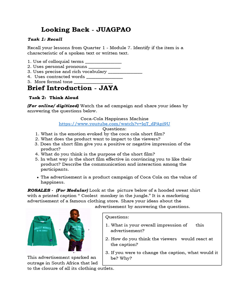 Quarter 2 M1 - No Answewr Key | PDF | Sexism | Gender