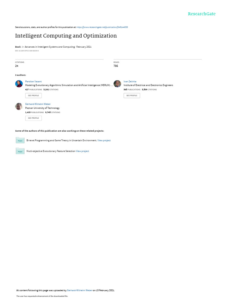 2021 Bookmatter IntelligentComputingAndOptimiz | PDF | Artificial Intelligence | Intelligence ...
