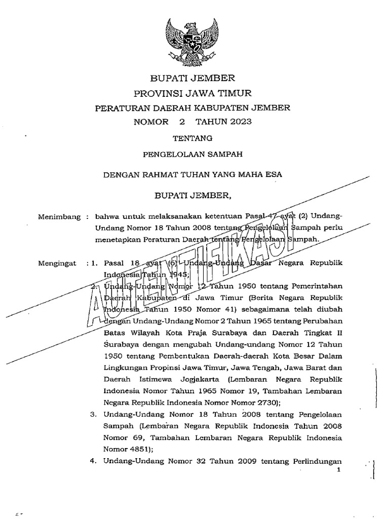 Perda 2-2023 Pengelolaan Sampah | PDF