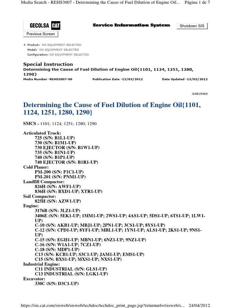 65 - REHS3007-Determining The Cause of Fuel Dilution of Engine Oil ...