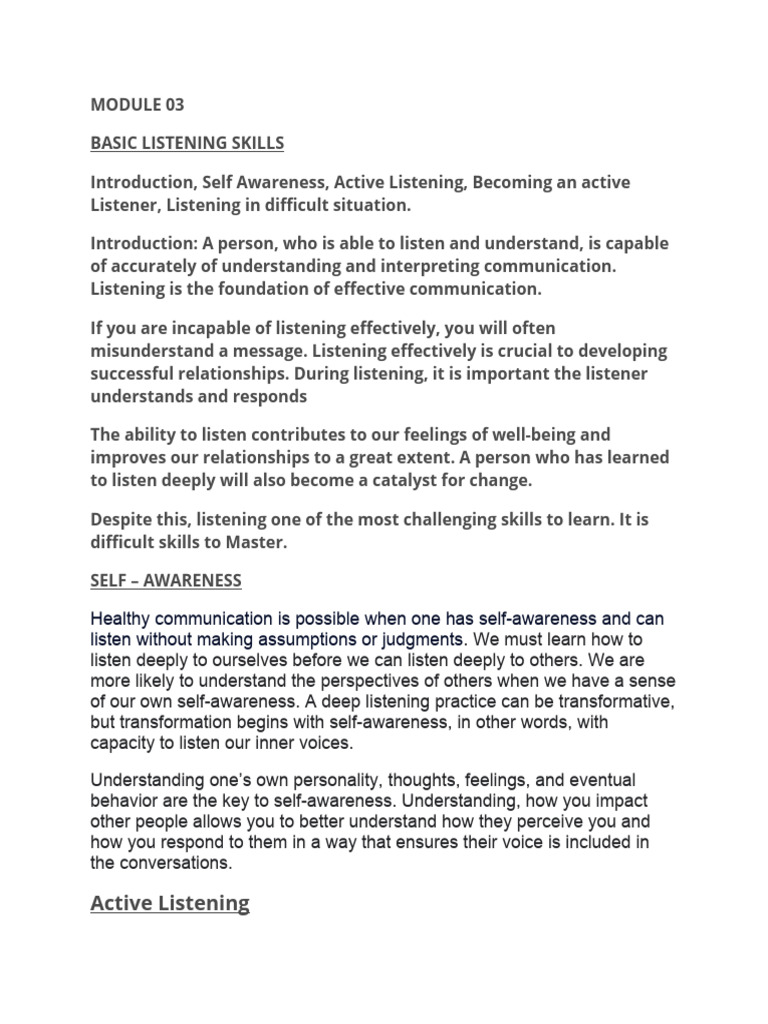 Module 03 Uip | PDF | Communication | Self Awareness