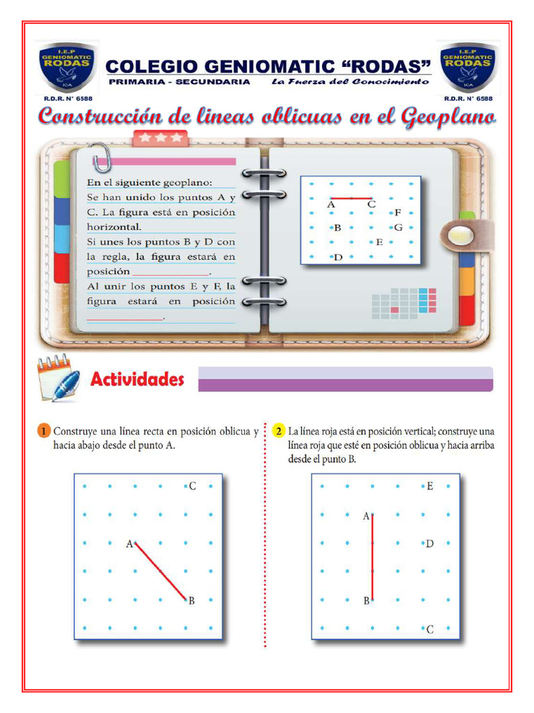 Raz. Mat. - Construcción de Lineas Oblicuas en El Geoplano | PDF