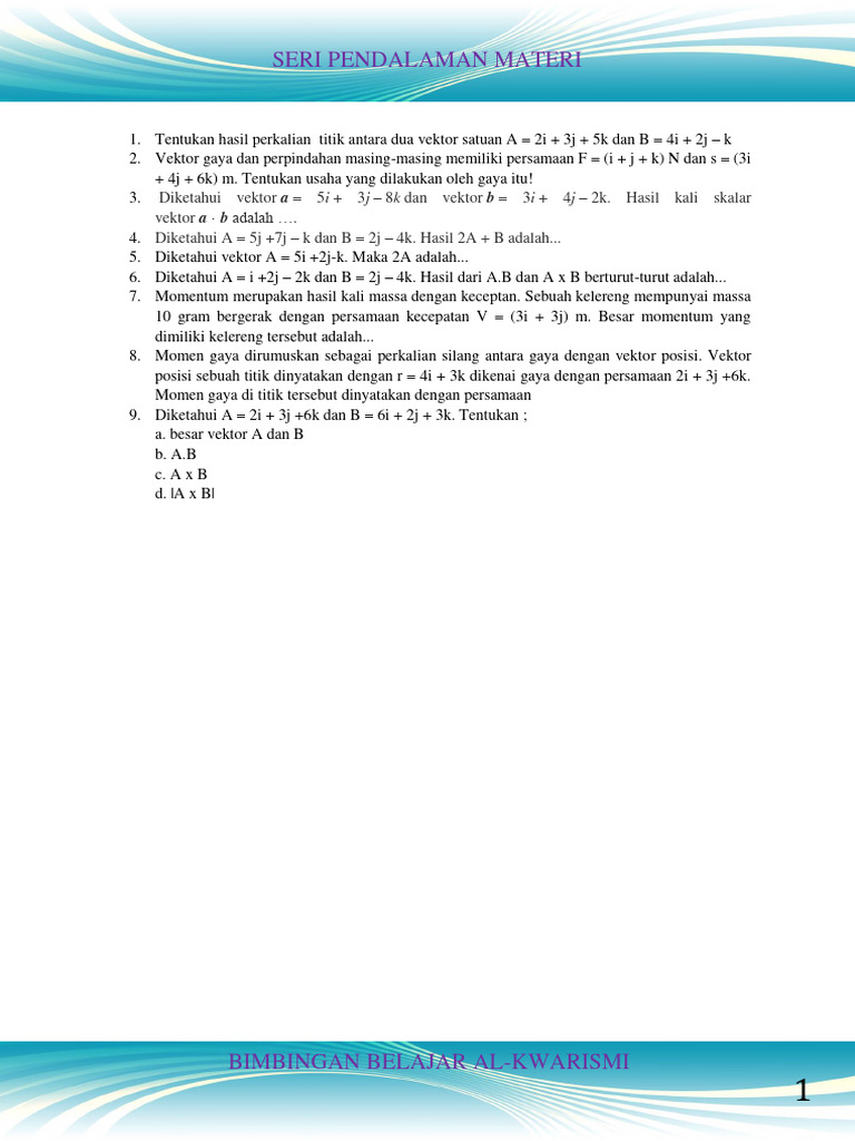 Soal Perkalian Vektor dan Jawabannya | PDF