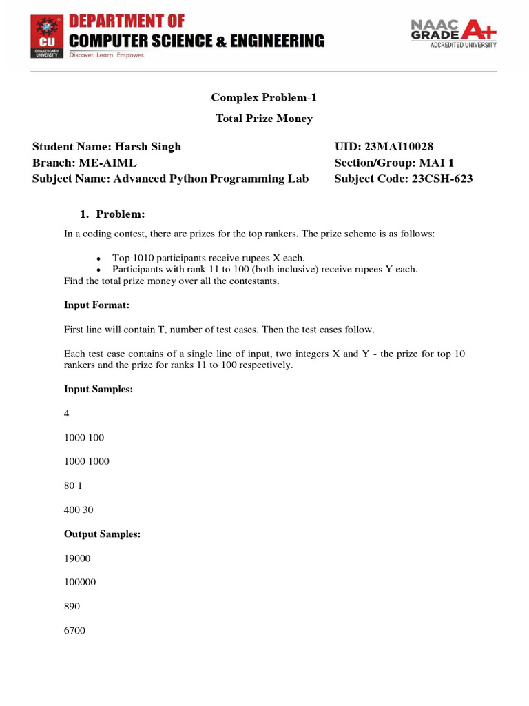 Complex Problems Python | PDF | Automated Teller Machine | Area