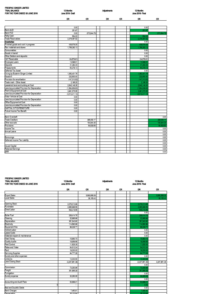 FRESPAC Ginger Limited Financials 2016 | PDF | Depreciation | Expense