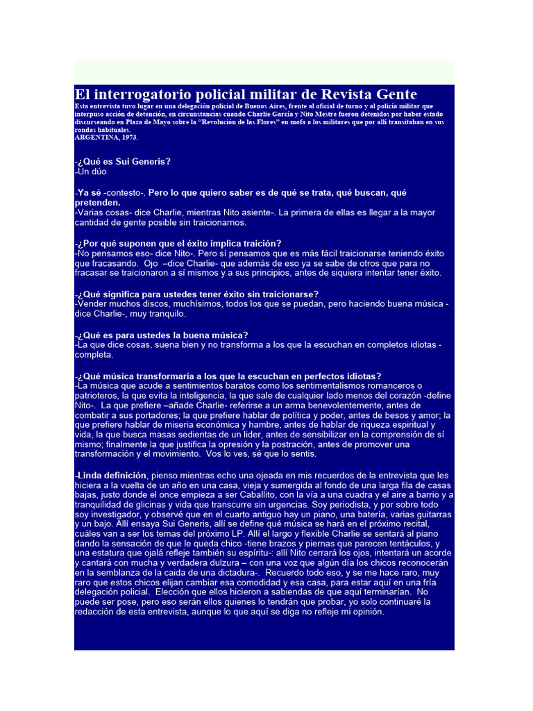 Entrevista a Sui Generis en 1973 | PDF | Ciencias sociales