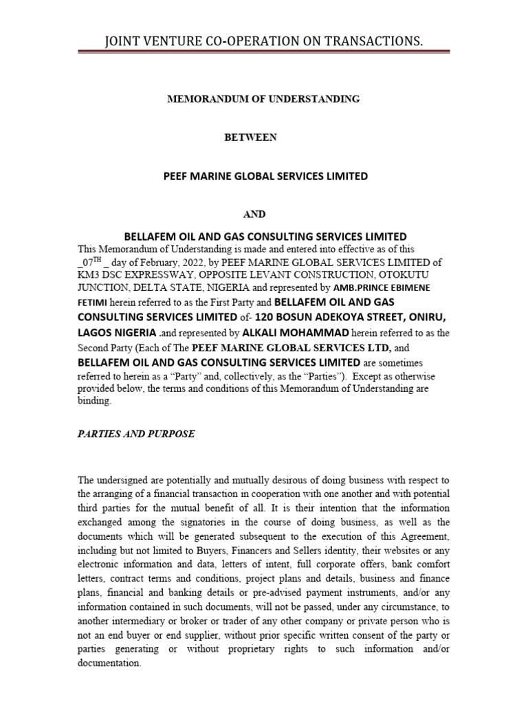 Mou Peef Marine | PDF | Procurement | Contractual Term