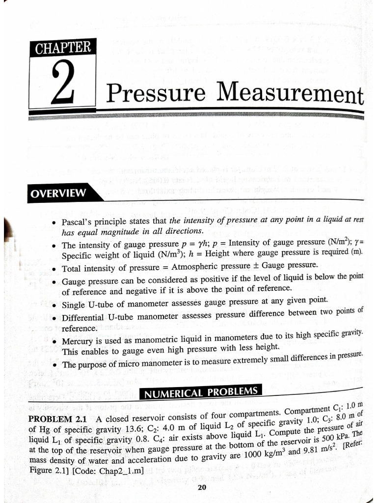 CH 2. Pressure Measurement | PDF