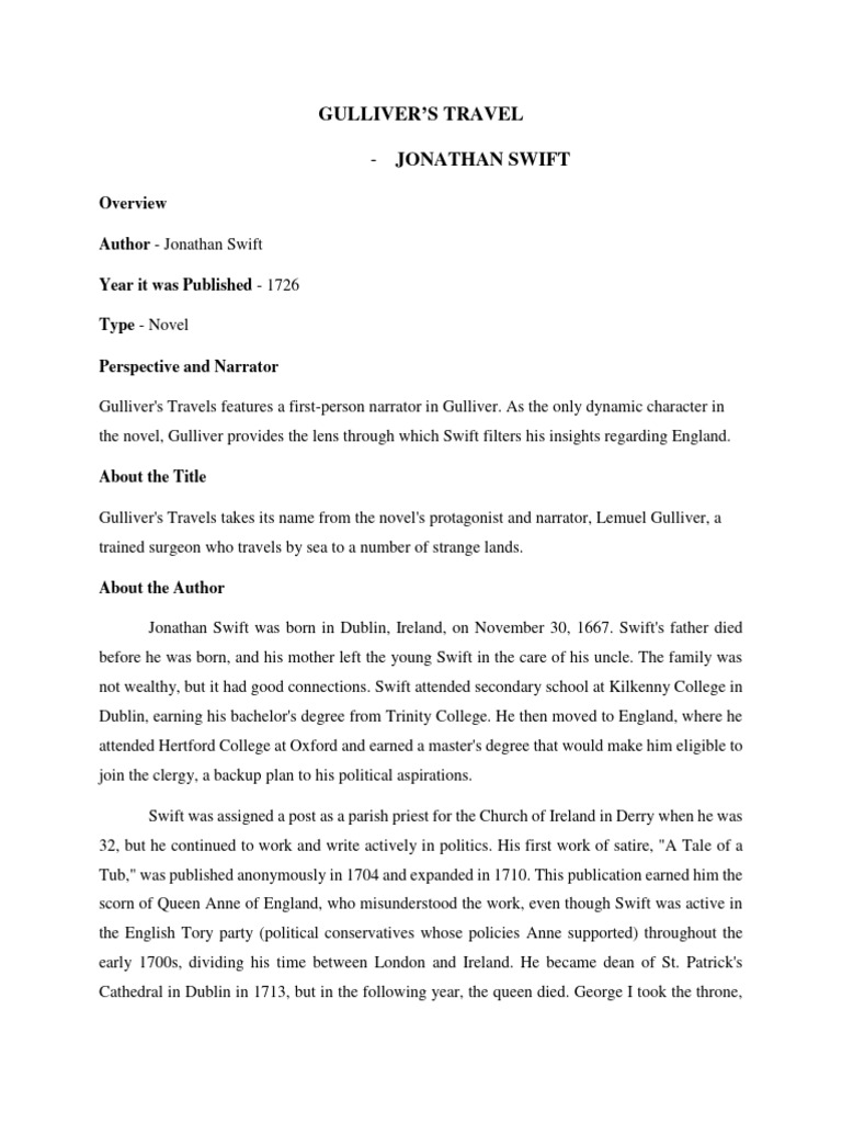 Gulliver's Travel | PDF | Jonathan Swift | Gulliver's Travels
