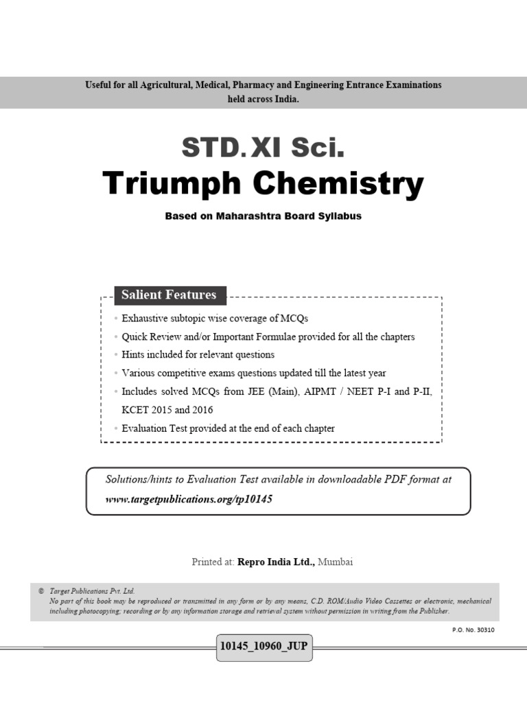 11th Science MHT Cet Triumph Chemistry Mcqs | PDF | Molecules | Mole (Unit)