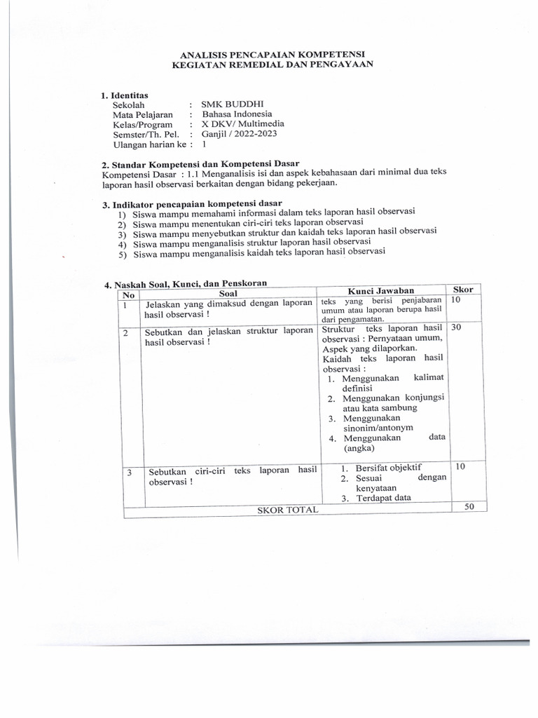 Analisis Bahasa Indonesia 2022 2023 X DKV | PDF