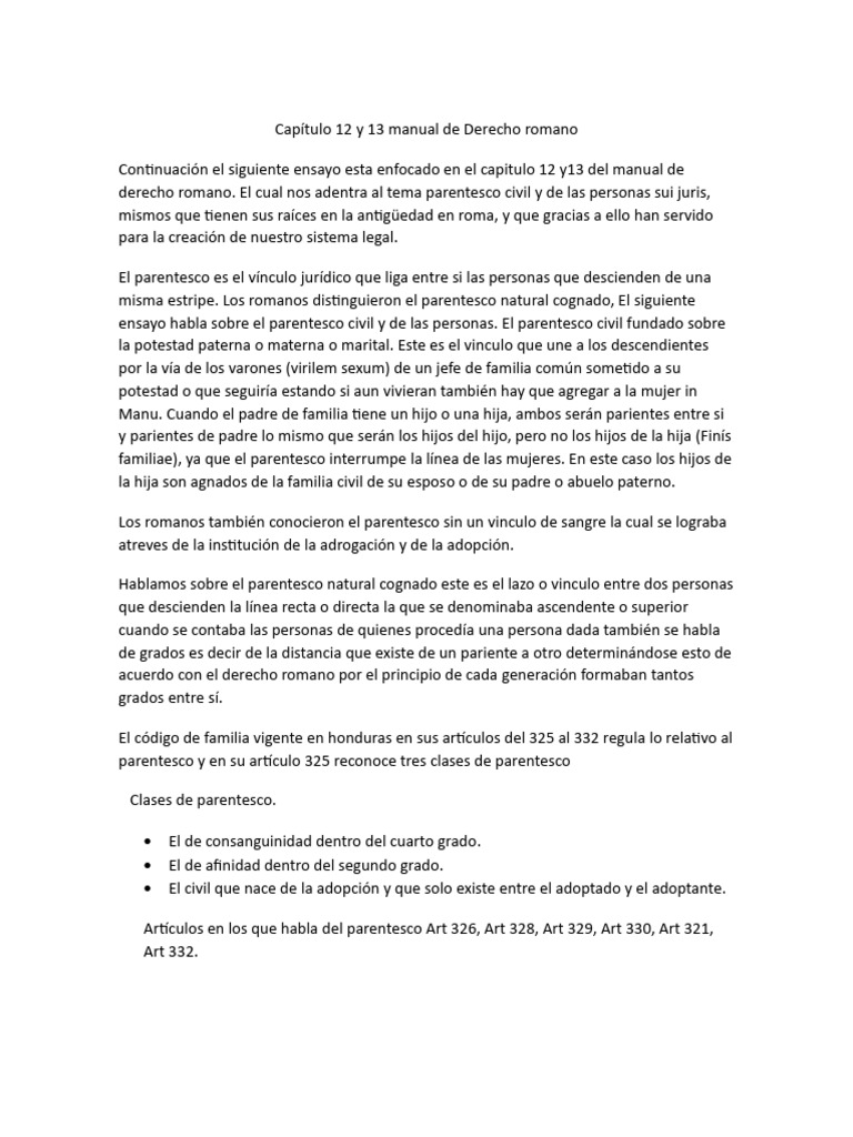 Capítulo 12 y 13 Manual de Derecho Romano | PDF