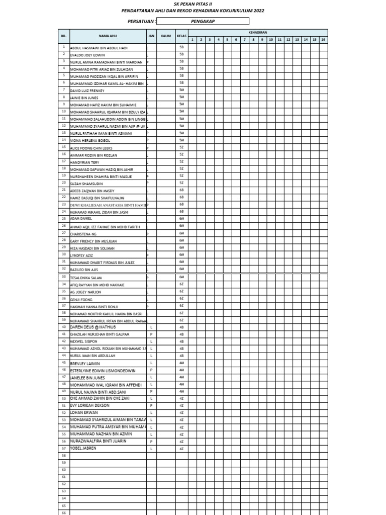 Rekod Kehadiran KK 2022 | PDF