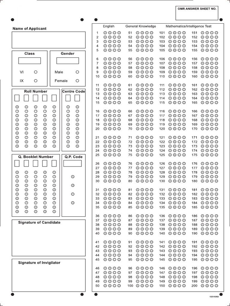 Sample OMR Sheet | PDF