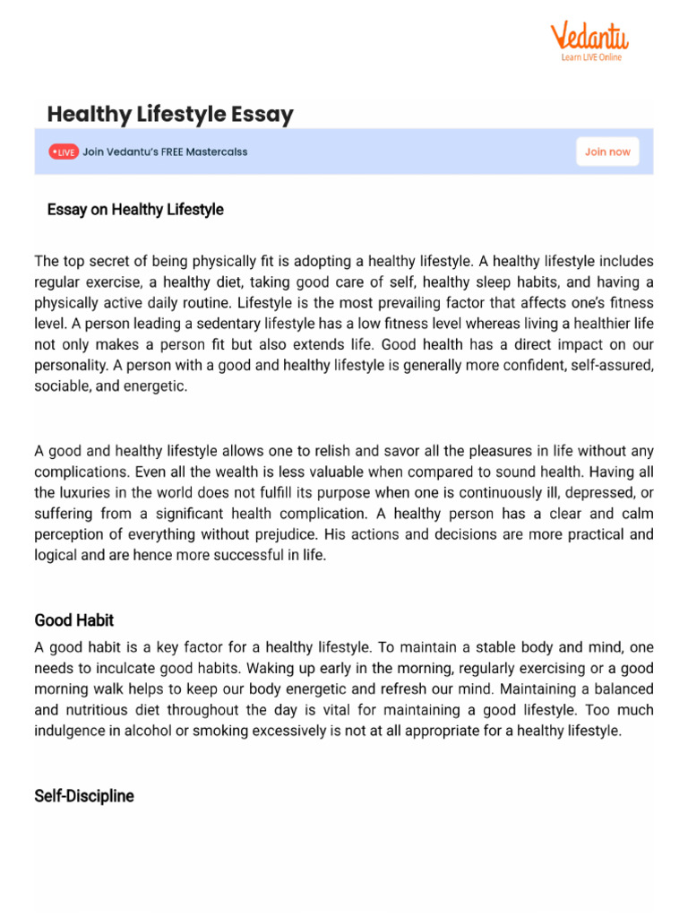 Healthy Lifestyle Essay | PDF