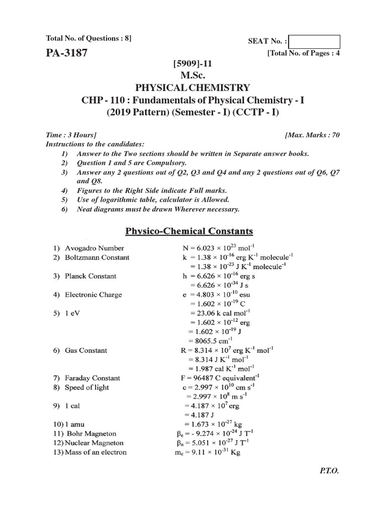 M.SC (Chemistry) 2019 Pattern | PDF | Spectroscopy | Chemistry