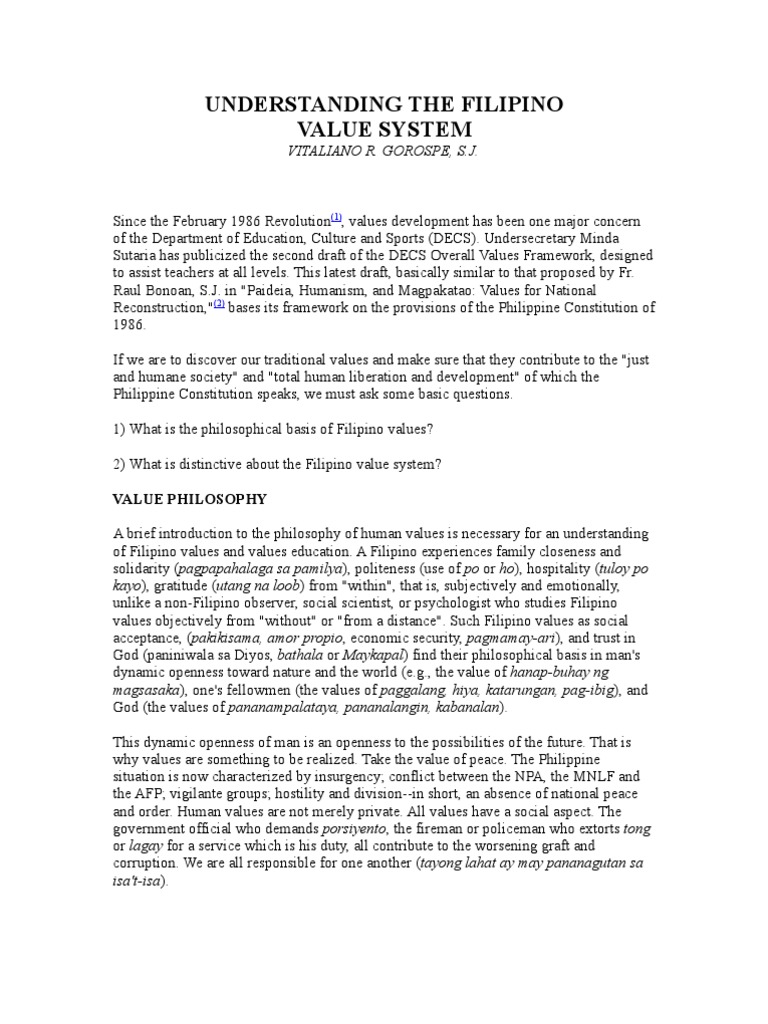 Understanding The Filipino | PDF | Value (Ethics) | Philippines
