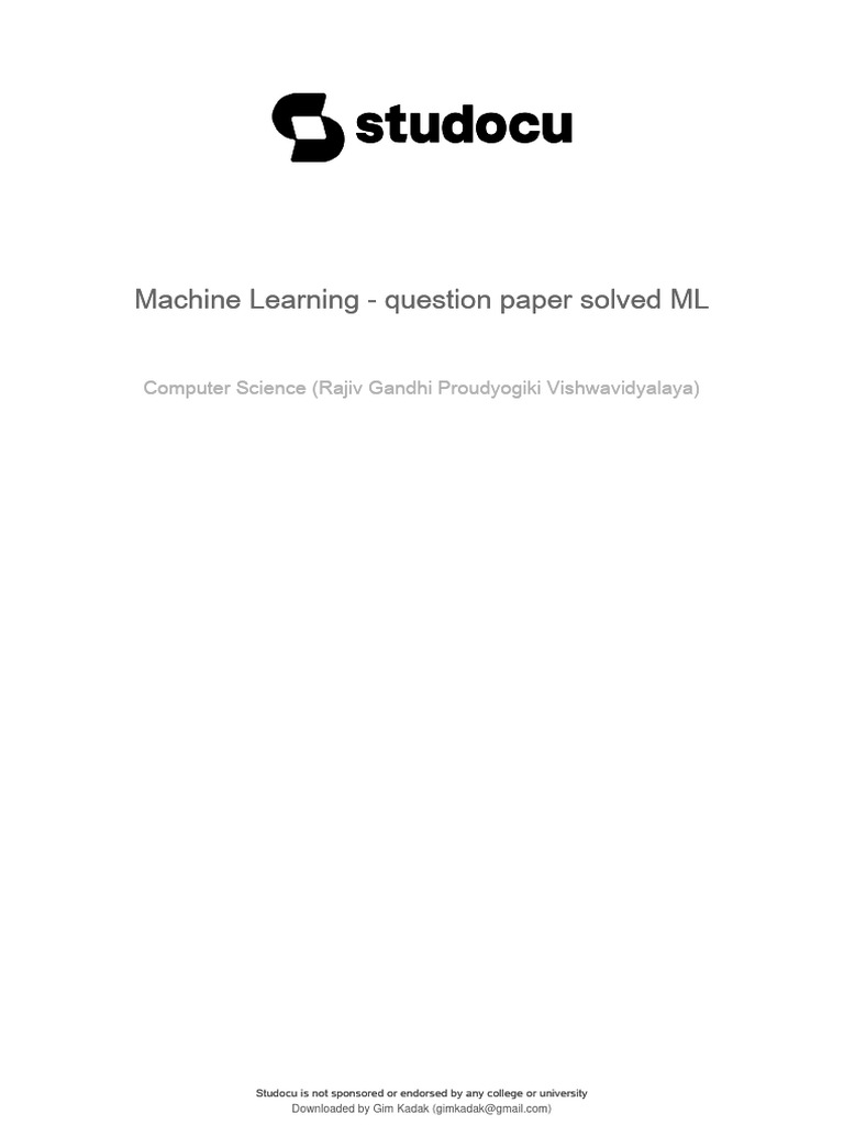 Machine Learning Question Paper Solved ML | PDF | Machine Learning ... Machine Learning Question Paper Solved ML | PDF | Machine Learning ...