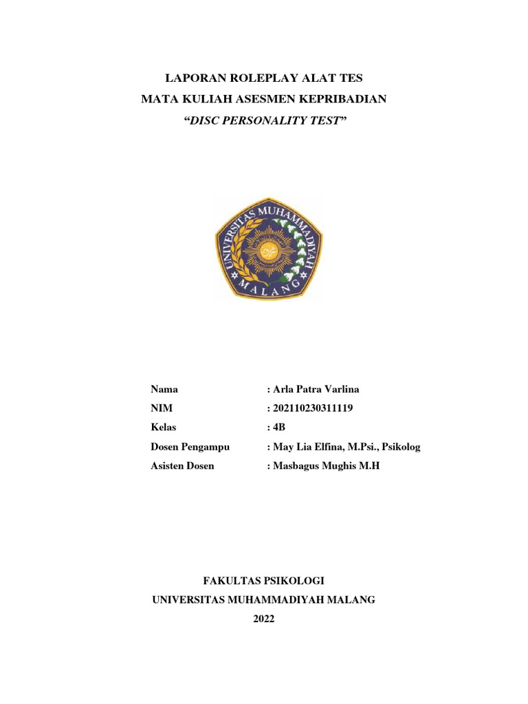 119 - Arla Patra Varlina - Laporan Role Play DISC | PDF