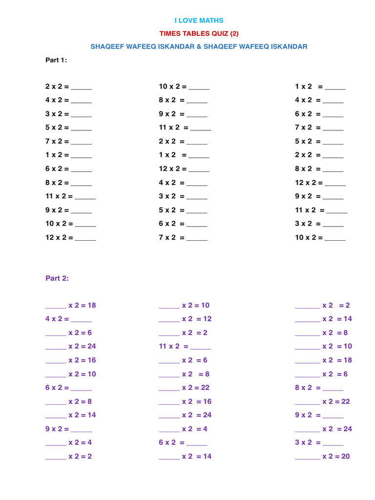 Multiplication Excercise | PDF