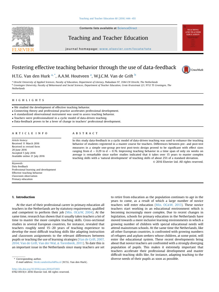 2.2.1. Data-Feedback in A Cyclic Model of Data-Driven Teaching | PDF | Teachers | Learning