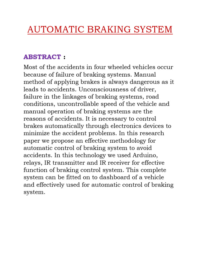 Automatic Breaking System | PDF | Relay | Infrared