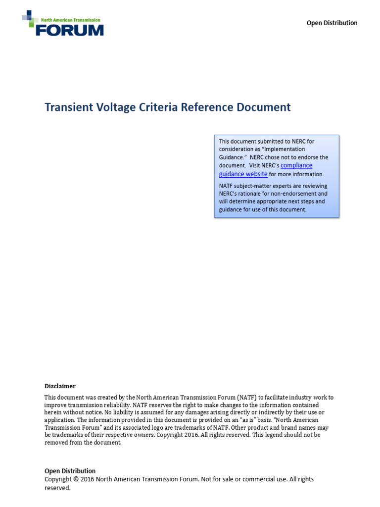 Natf Transient Voltage Criteria Reference Document - Open | PDF | Electric Power Transmission ...