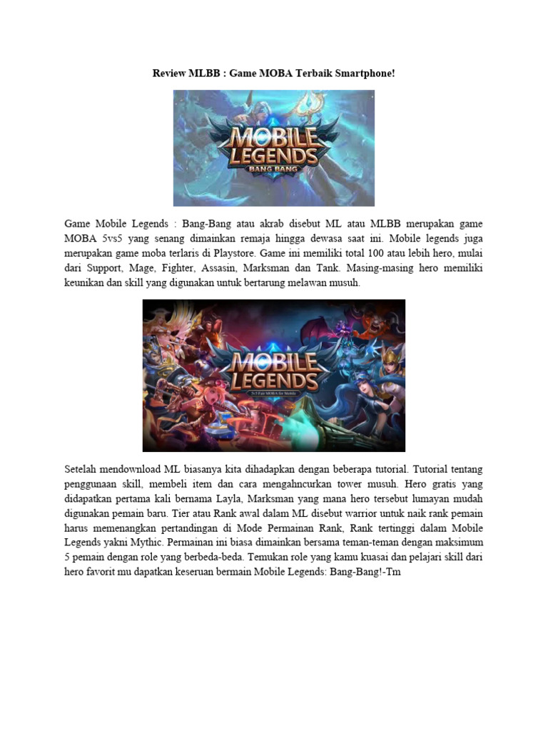 Artikel Review Game Mobile Legends Bang Bang | PDF