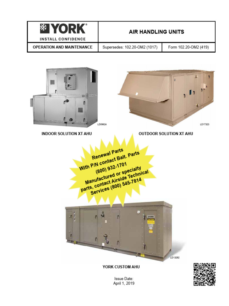 York Solution XT Air Handling Manual | PDF | Pressure Measurement | Hazards