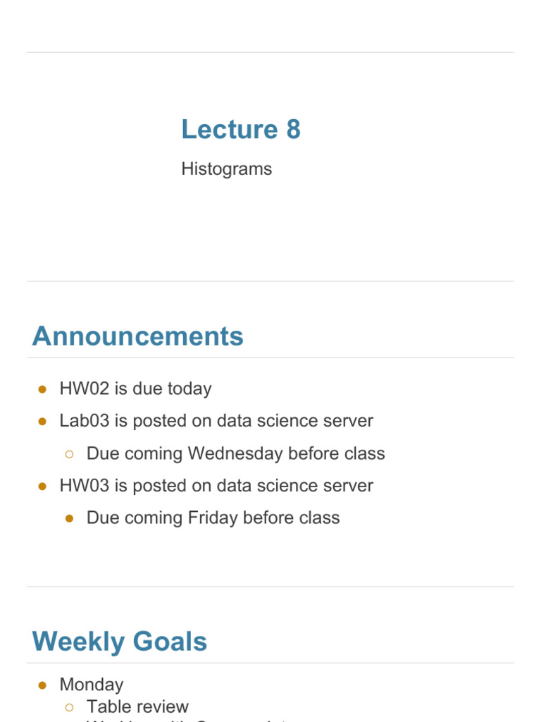 Lecture 08 - Histograms | PDF | Histogram | Statistics