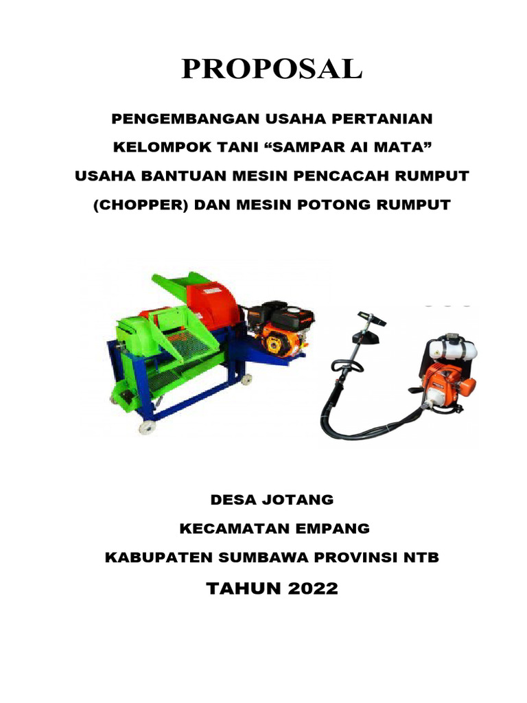 PROPOSAL Mesin Cacah Rumput Soko Mas | PDF
