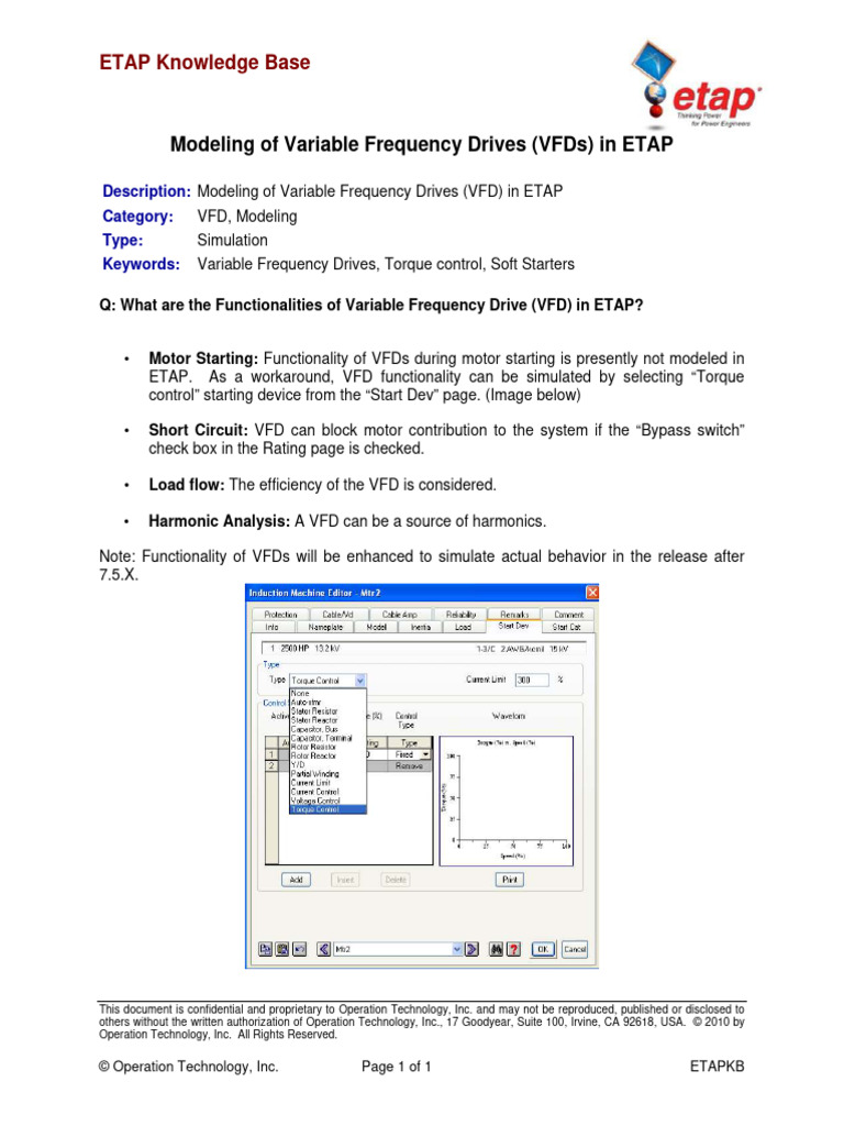 Modeling of Variable Frequency Drives Vfds in Etap - Compress | PDF
