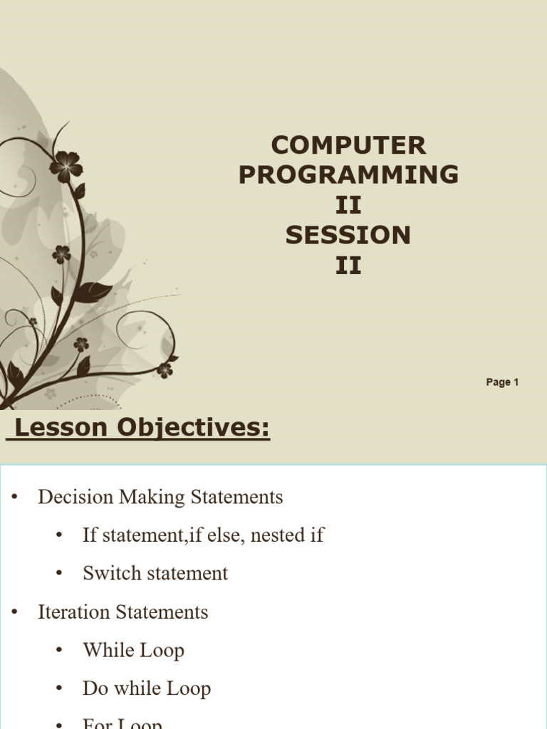 Cplusplus Session 2 and 3 | PDF | Control Flow | Computer Programming Cplusplus Session 2 and 3 | PDF | Control Flow | Computer Programming