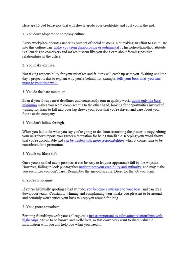 Bad Behaviors | PDF | Psychology | Psychological Concepts Bad Behaviors | PDF | Psychology | Psychological Concepts