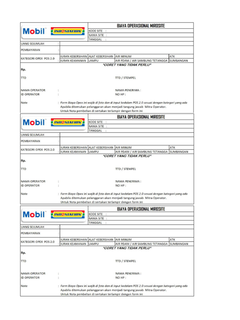 Format Nota OPEX | PDF