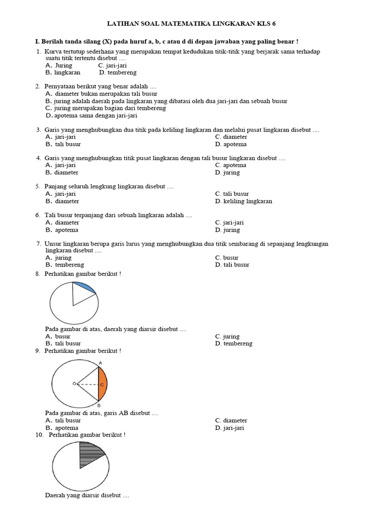 Soal Luas Dan Keliling Lingkaran | PDF