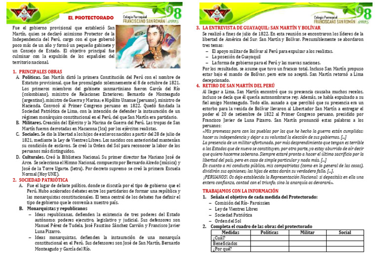 Protectorado de San Martin | PDF | Perú | Gobierno