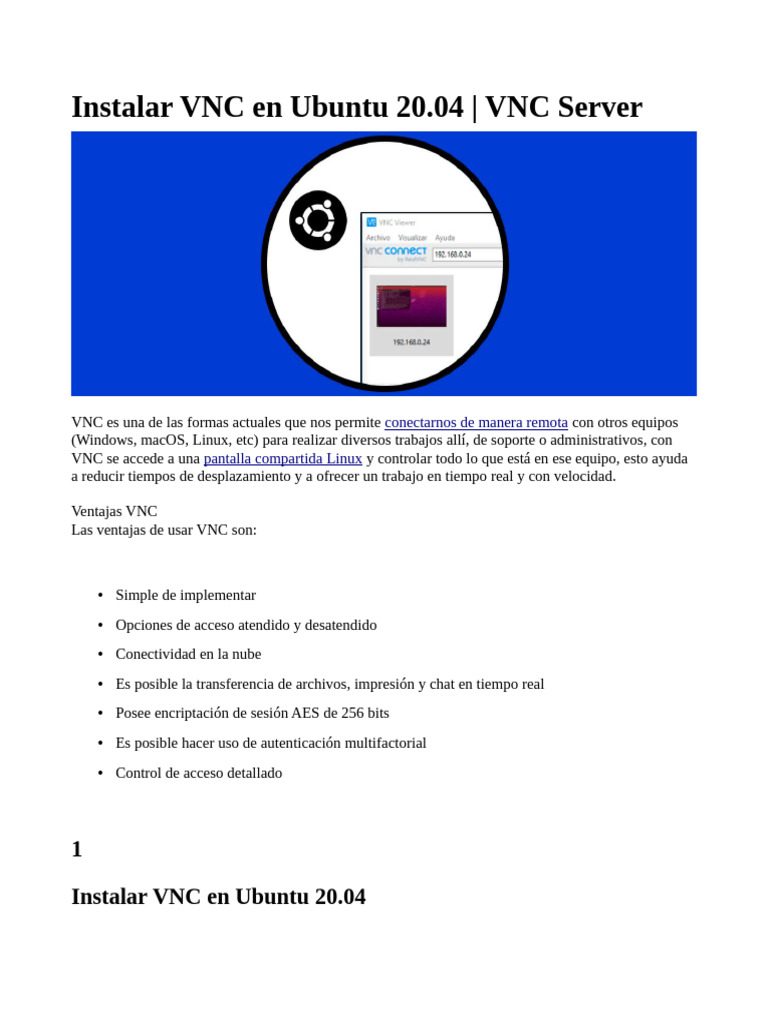 Instalacion de Servidor VNC en Ubuntu y Derivados | PDF | Protocolos de internet | Redes de ...