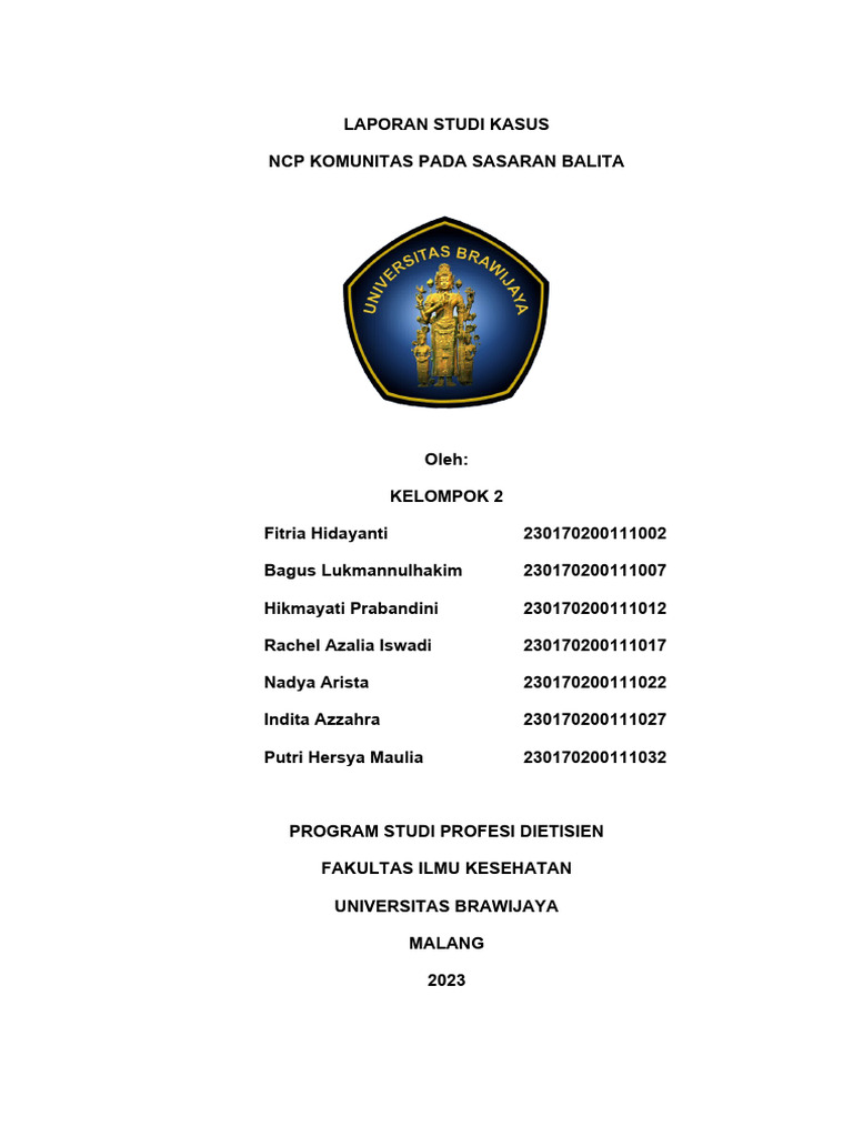 Edit - Kelompok 2 - Laporan Studi Kasus NCP Komunitas - Balita | PDF ...