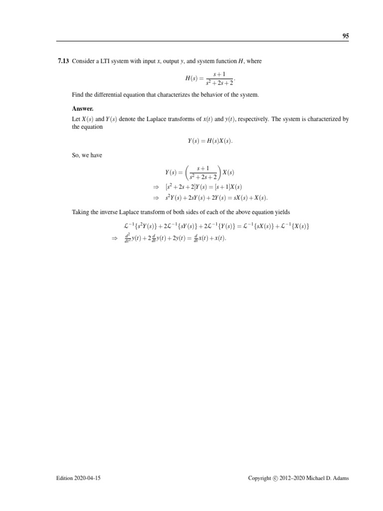 Assignment 6b Solutions 20 PDF | PDF | Laplace Transform | Control Theory