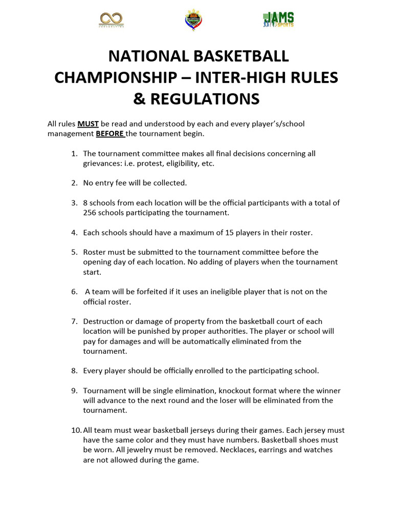 NBC Inter High Guidelines | PDF | Sports | Indoor Sports