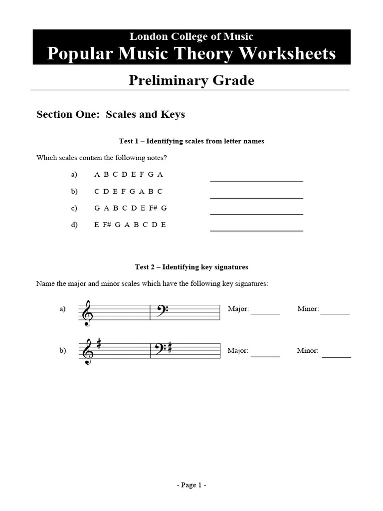 Pop Theory Worksheet Preliminary | Download Free PDF | Minor Scale ...