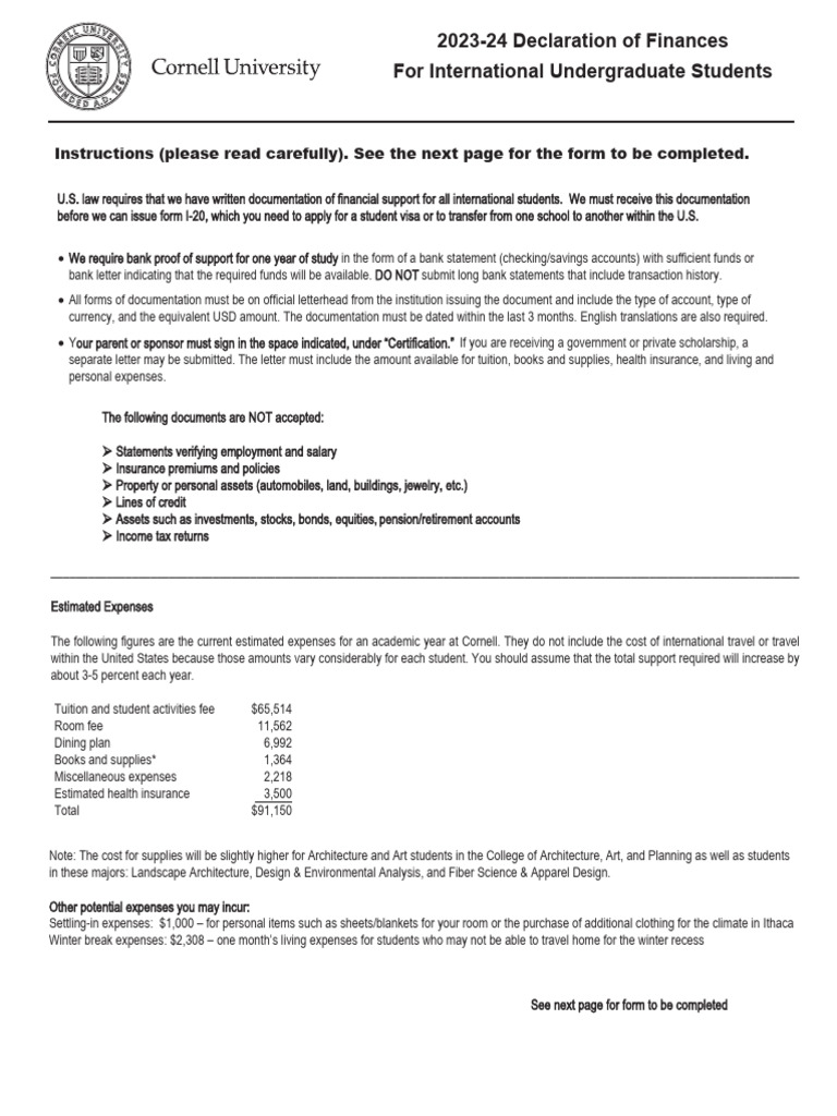 2023-24 Declaration of Finances Form - RDB | PDF | Banks | Expense