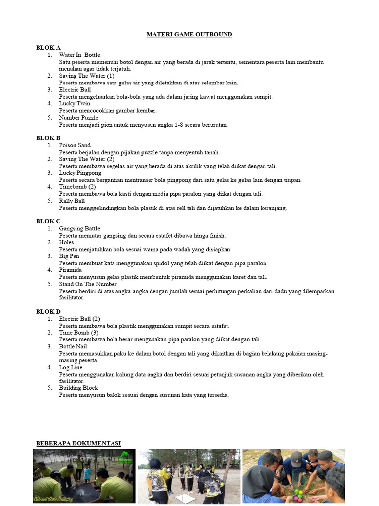 Permainan Outbound Kreatif untuk Tim | PDF | Griya & Taman