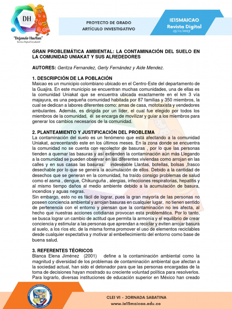 4. Gran Problematica Ambiental_ La Contaminación Del Suelo en La Comunidad Uniakat y Sus ...